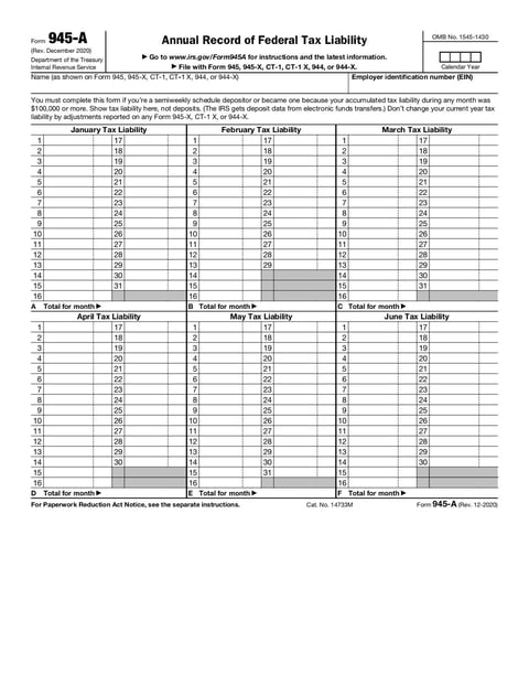Form 945-A | Fill and sign online with Lumin