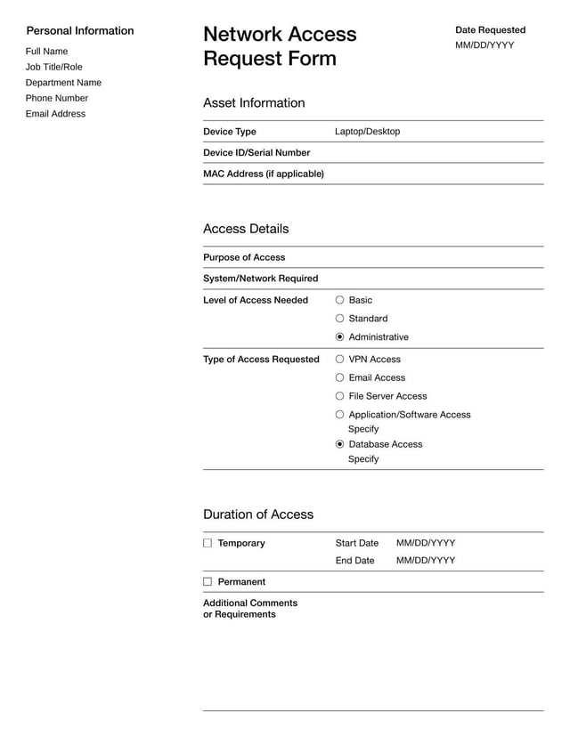 Network Access Request Form Template | Fill and sign with Lumin