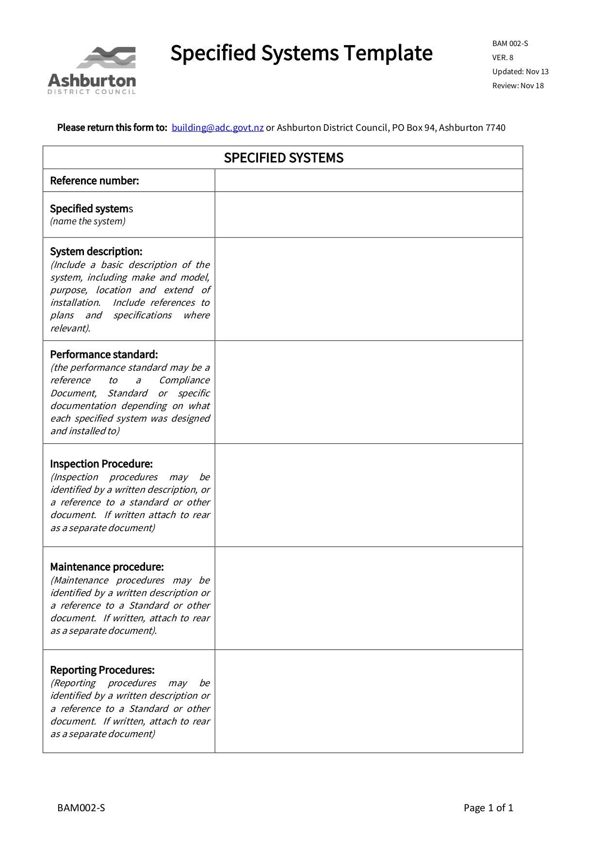 BAM 002-S Specified Systems Template | Fill and sign online with Lumin