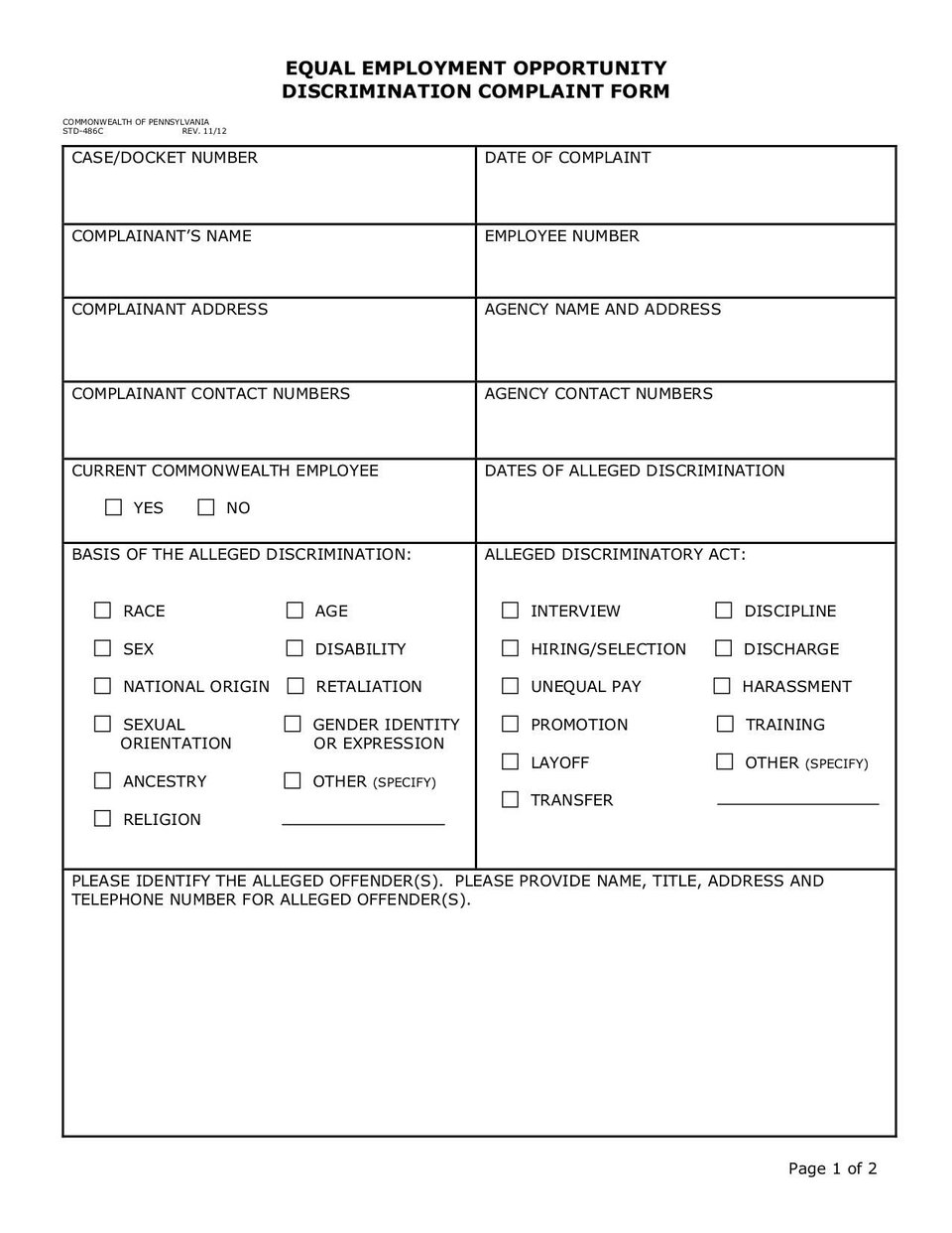 STD 486C Discrimination Complaint Form | Fill and sign online with Lumin