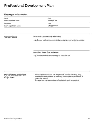 Professional Development Plan Form Template | Fill and sign with Lumin