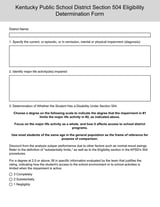 Kentucky Public School District Section 504 Eligibility Determination Form | Fill and sign with ...