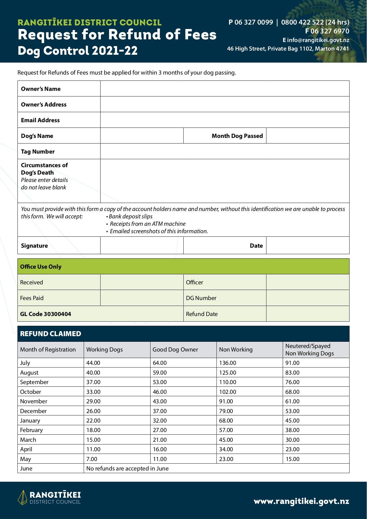 RDC Dog Refund Form | Fill and sign online with Lumin