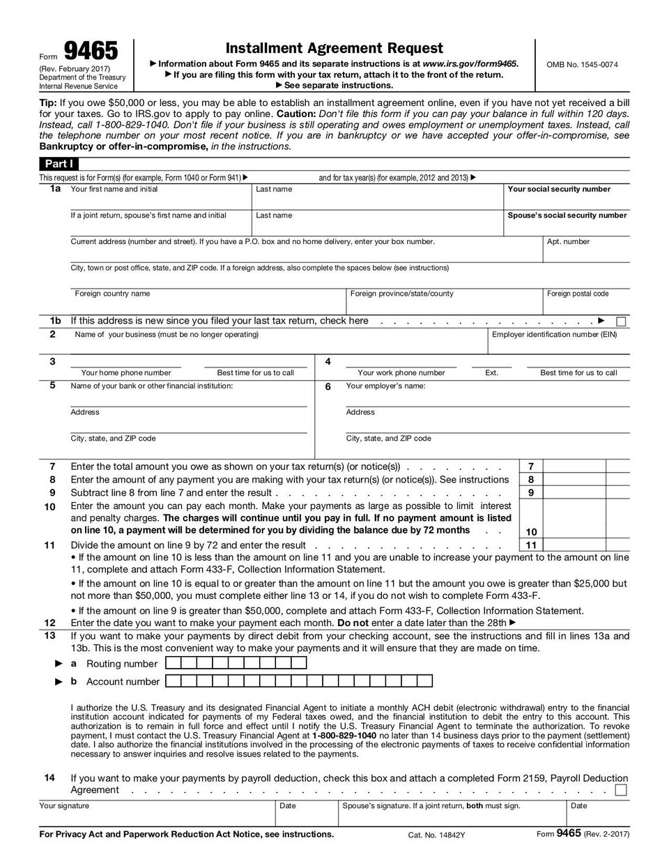 Form 9465 | Fill and sign online with Lumin