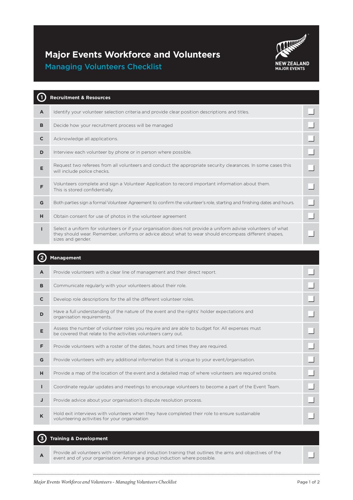 Managing Volunteers Checklist | Fill and sign online with Lumin