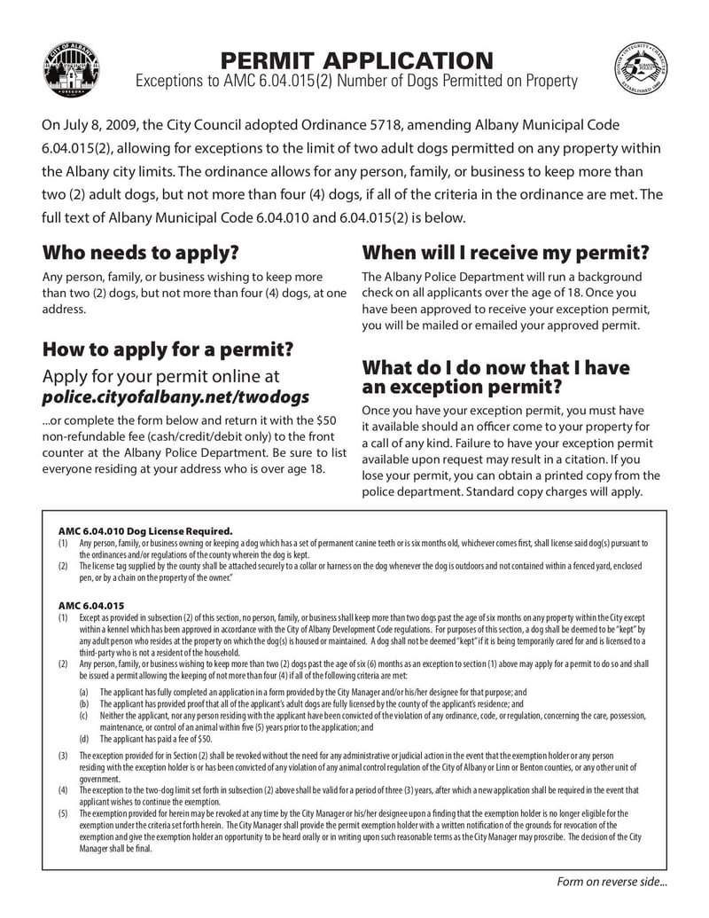 Dog Permit Form | Fill and sign online with Lumin