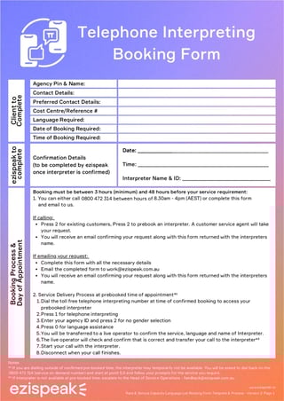 Telephone Interpreter Booking Form | Fill and sign online with Lumin