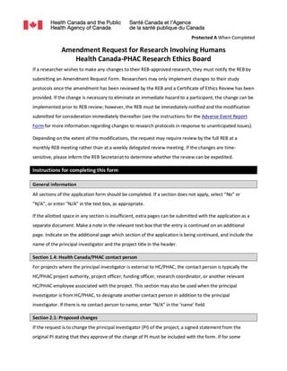 Amendment Request for Research Involving Humans | Fill and sign online ...