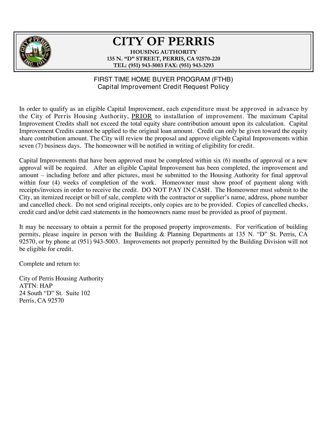 Perris First Time Home Buyer Program (FTHB) | Fill and sign with Lumin