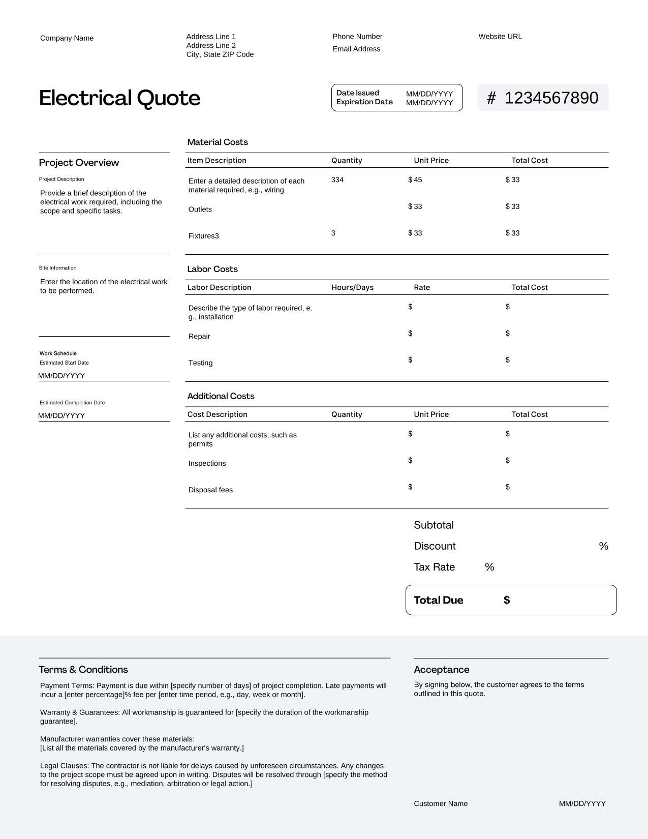 Electrical Quote Template | Fill and sign with Lumin