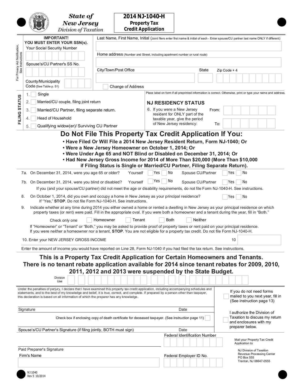 Form NJ-1040-H | Fill and sign online with Lumin