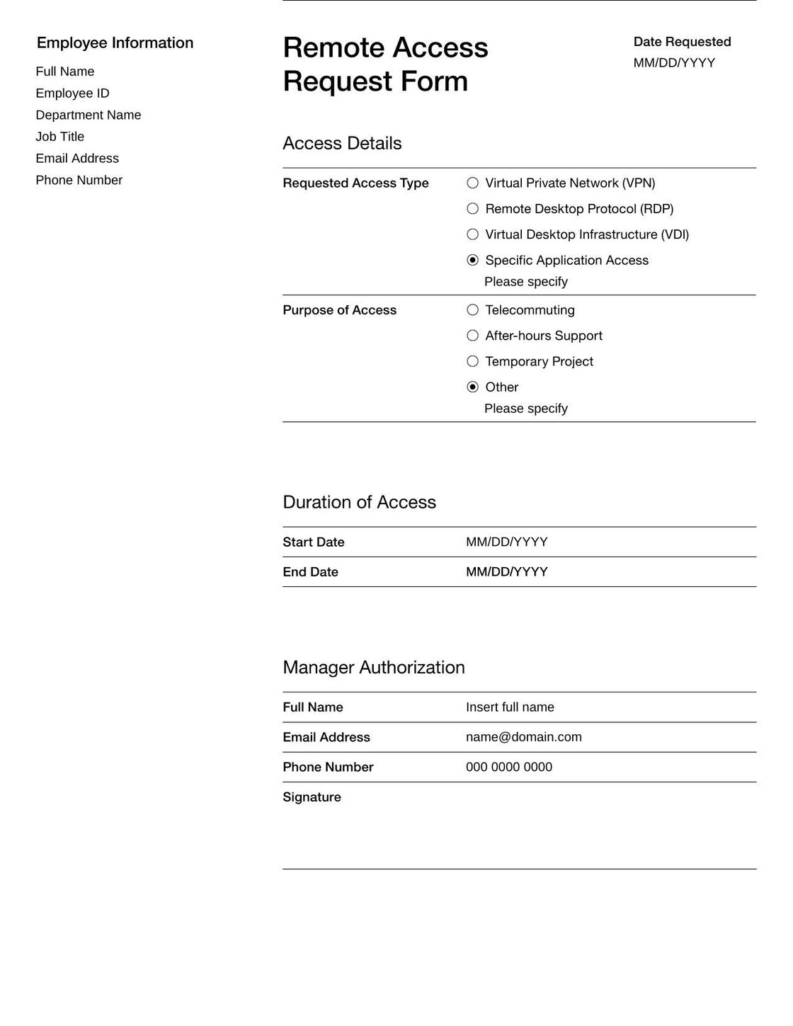 Remote Access Request Form Template | Fill and sign with Lumin