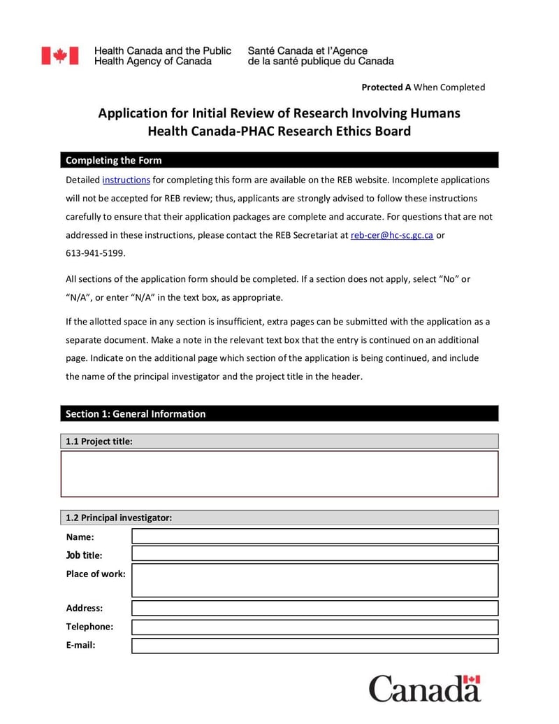 Application for Initial Review of Research Involving Humans | Fill and ...