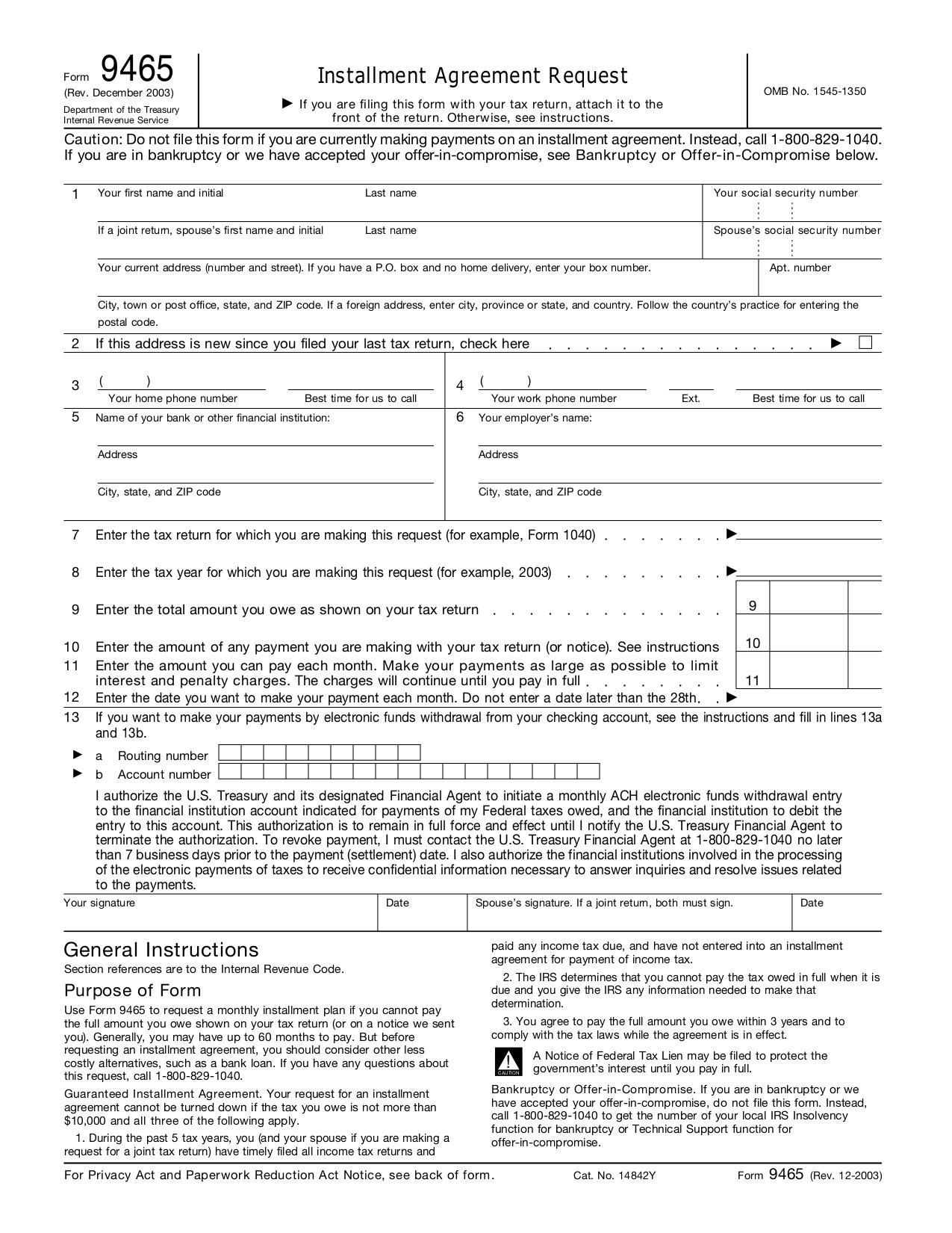 Form 9465 | Fill and sign online with Lumin
