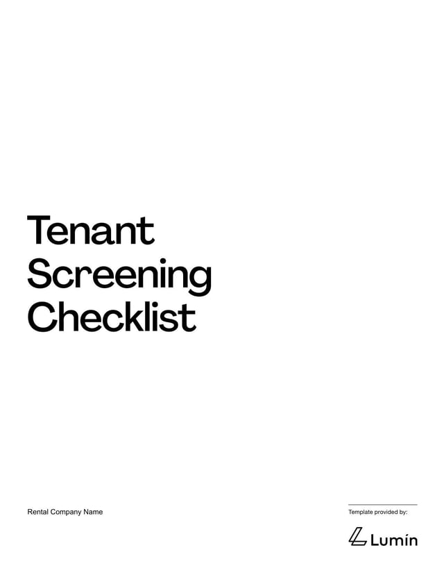 Tenant Screening Checklist Template | Fill and sign with Lumin