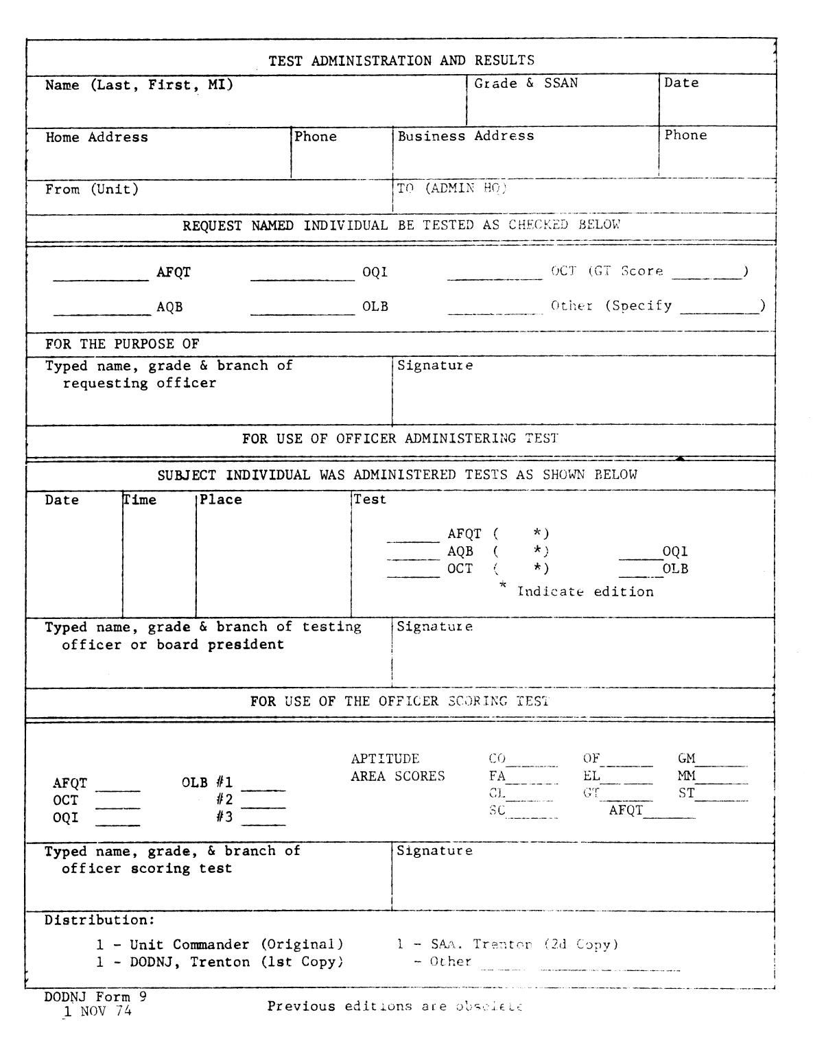Form DMAVA 9 Test Administration and Results | Fill and sign online ...