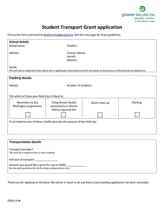 Student Transport Grant Application | Fill and sign online with Lumin