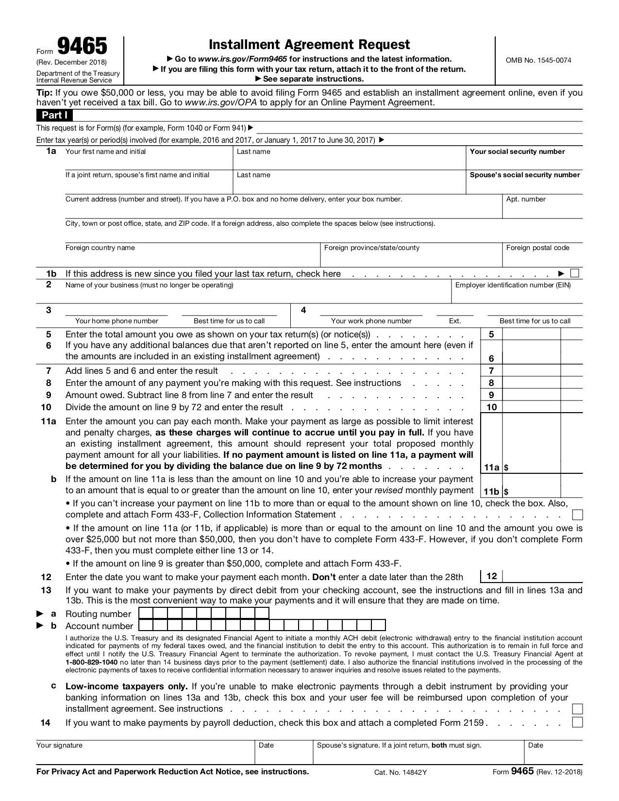 Form 9465 | Fill and sign online with Lumin