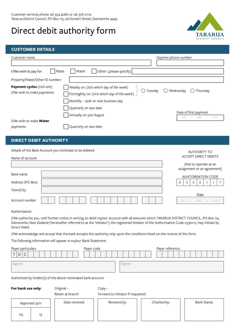 Direct Debit Authority Form | Fill and sign online with Lumin