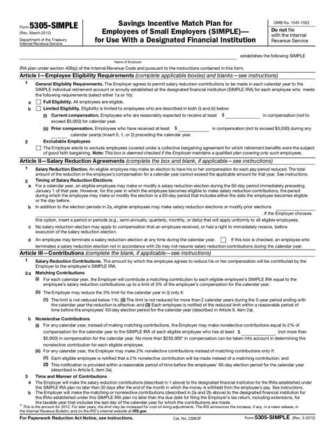 Form 5305-SIMPLE | Fill and sign online with Lumin