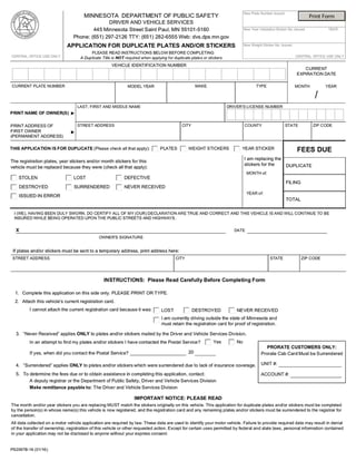Application for Duplicate Plates and/or Stickers | Fill and sign online ...