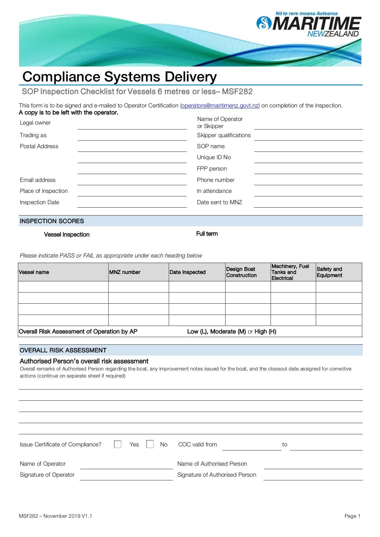 SOP Checklist 6m Vessels | Fill and sign online with Lumin