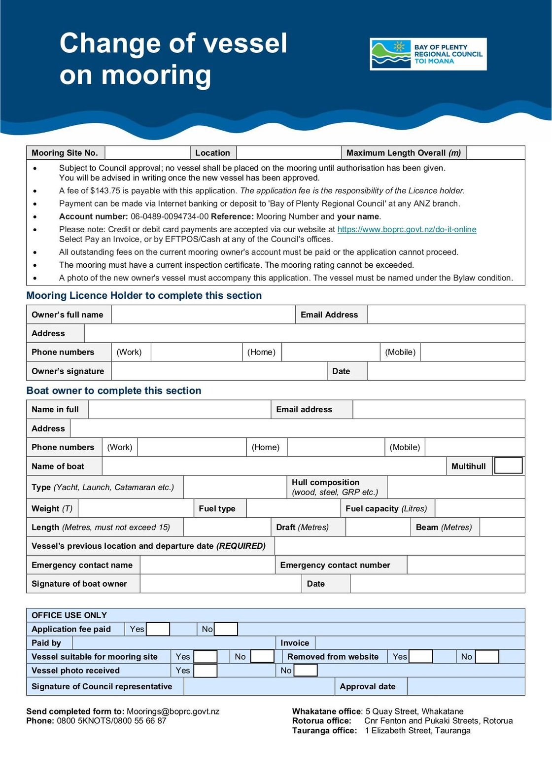 Change of Vessel on Mooring | Fill and sign online with Lumin