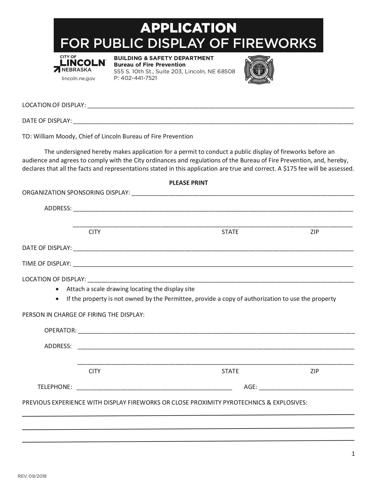 Application for Public Display of Fireworks | Fill online with Lumin