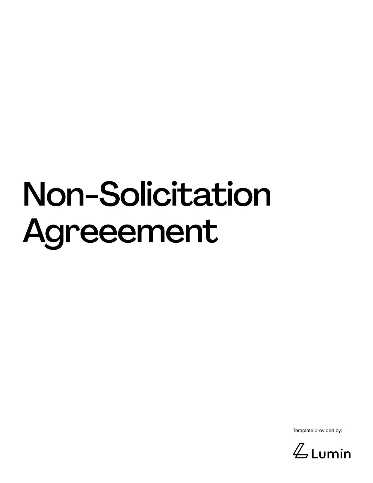 Non-Solicitation Agreement Template | Fill and sign with Lumin
