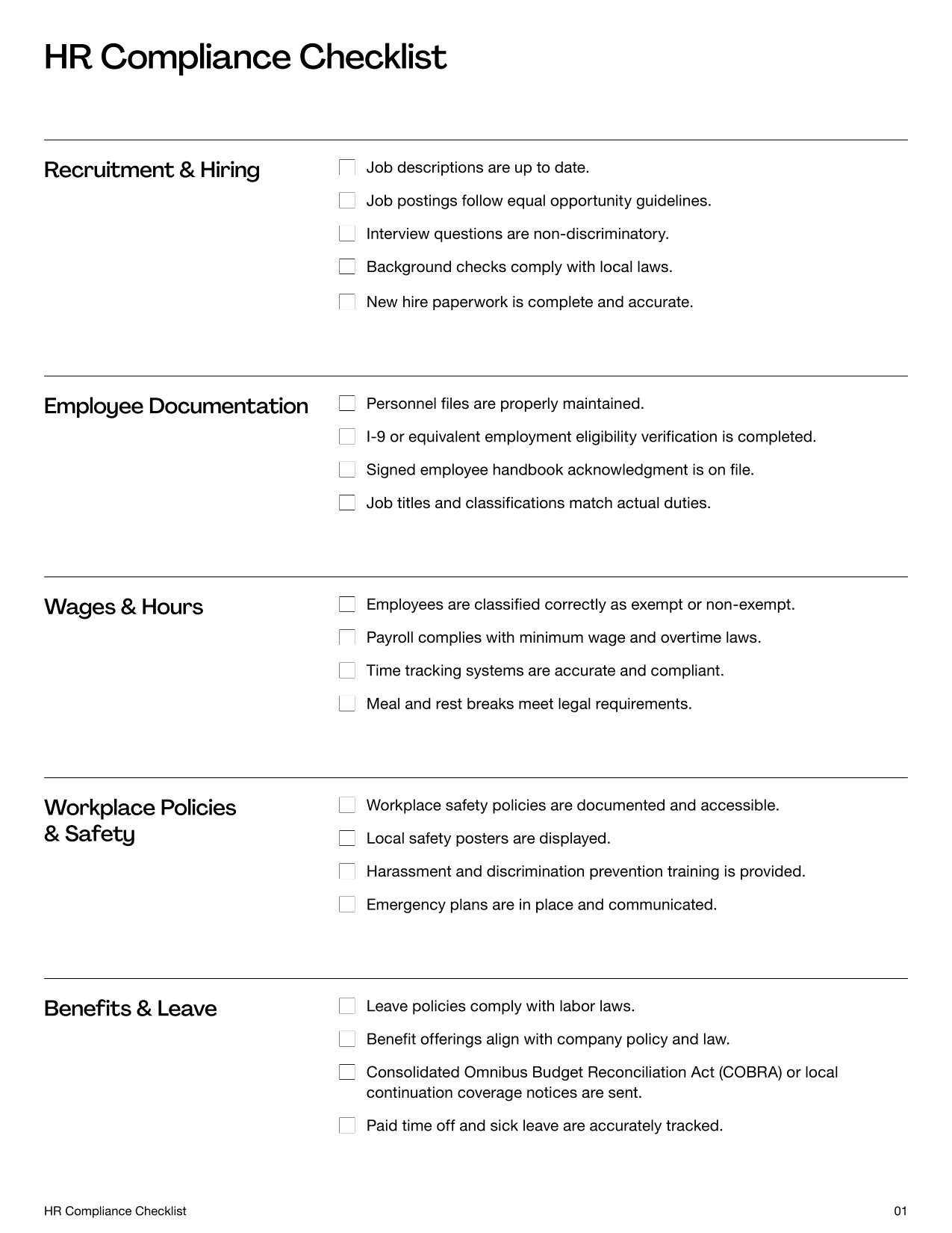 HR Compliance Checklist Template | Fill and sign with Lumin