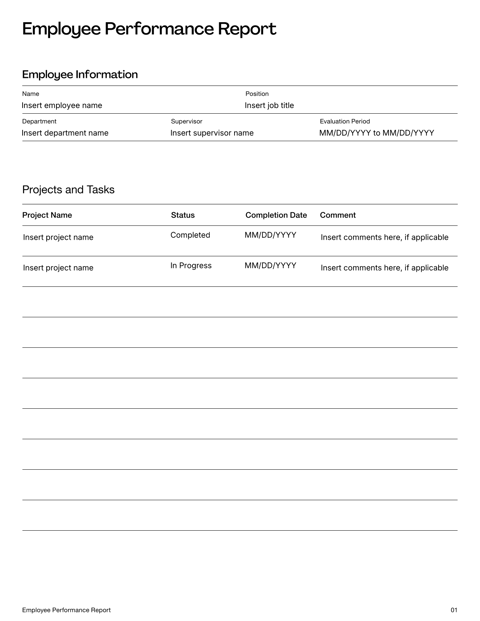 Employee Performance Report Template | Fill and sign with Lumin