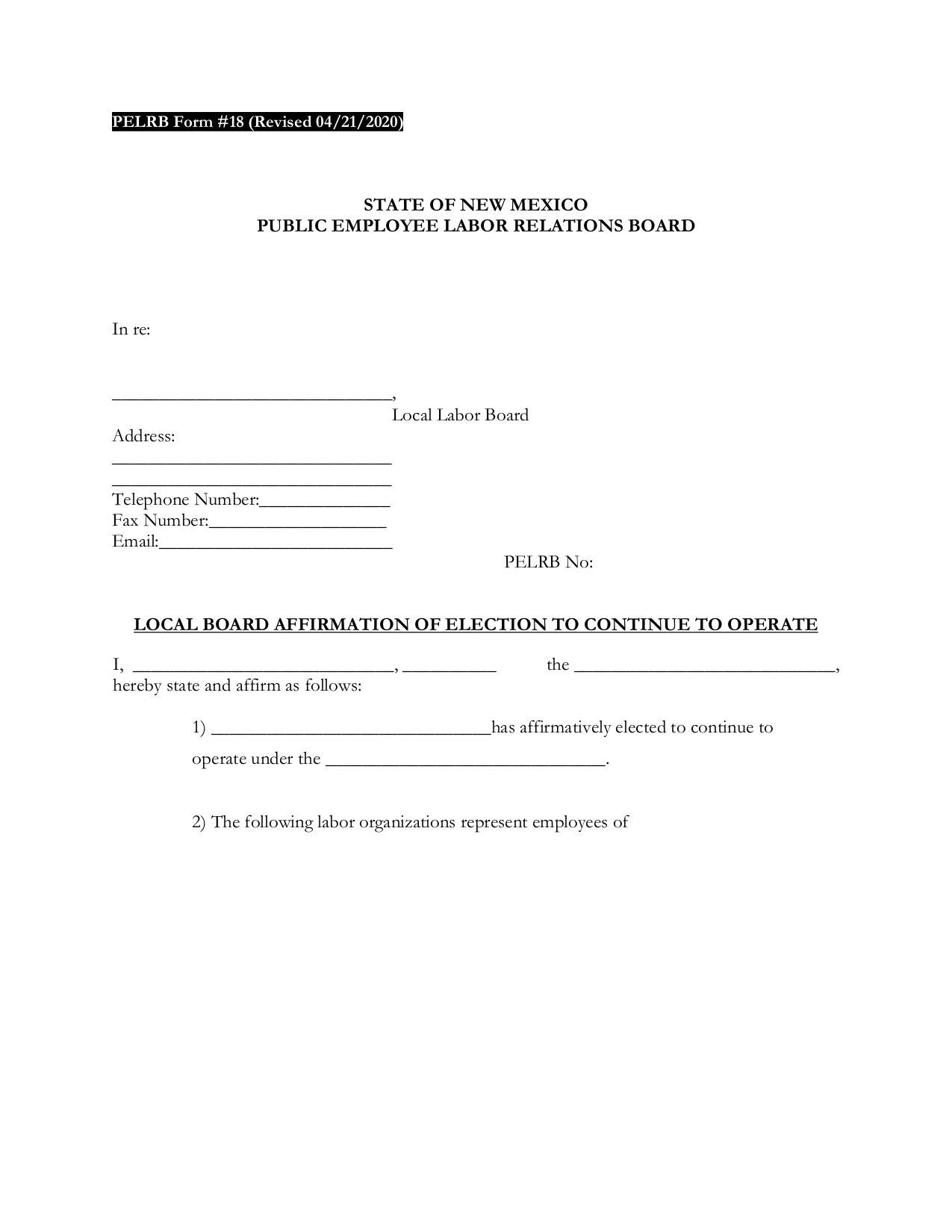 Biannual Local Board Affidavit Form 18 | Fill and sign online with Lumin