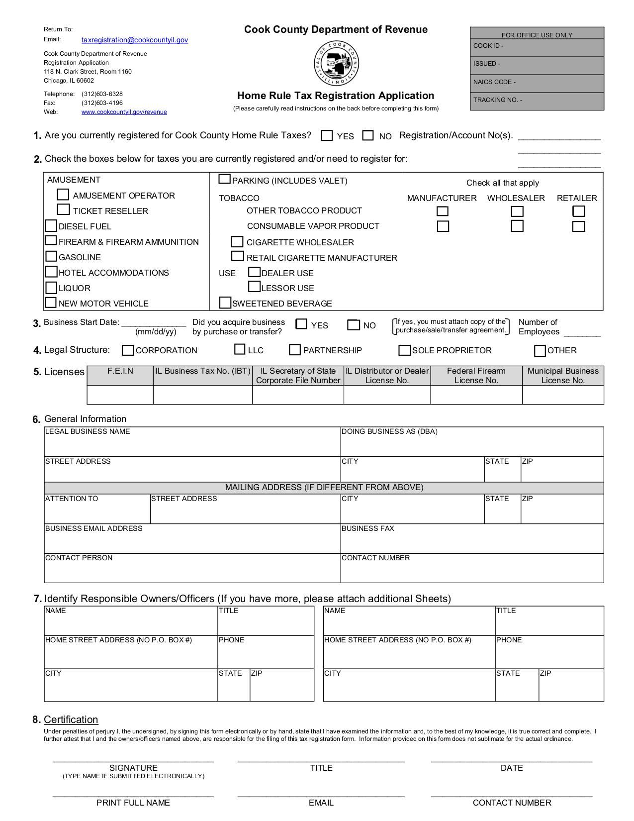 Home Rule Tax Registration Application | Fill and sign online with Lumin
