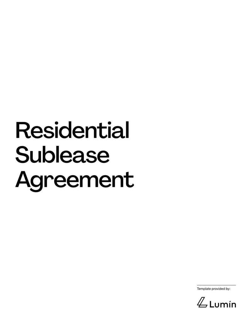 Residential Sublease Agreement Template | Fill and sign with Lumin