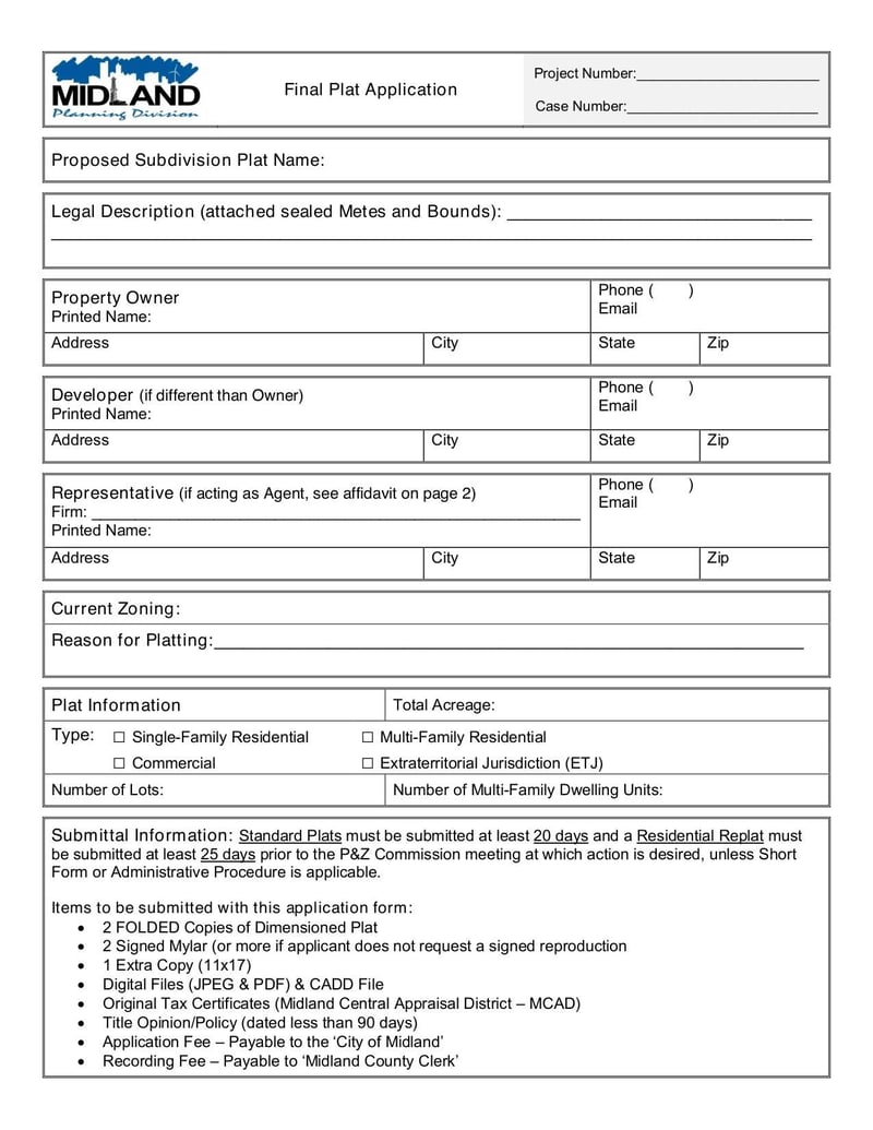 Final Plat Application Form | Fill and sign online with Lumin
