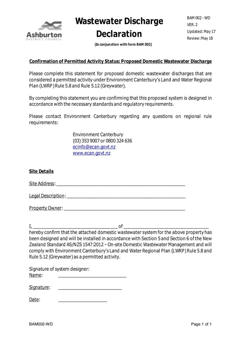 BAM-002-WD Wastewater Declaration | Fill and sign online with Lumin