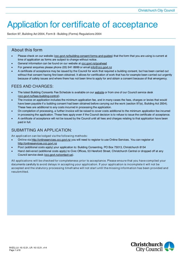 Application for Certificate of Acceptance | Fill and sign online with Lumin