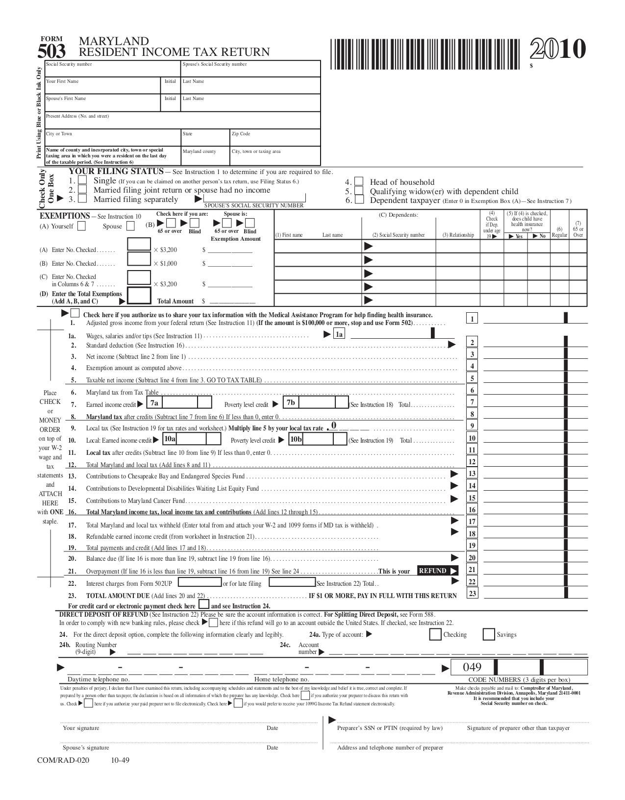 Maryland Form 503 | Fill and sign online with Lumin