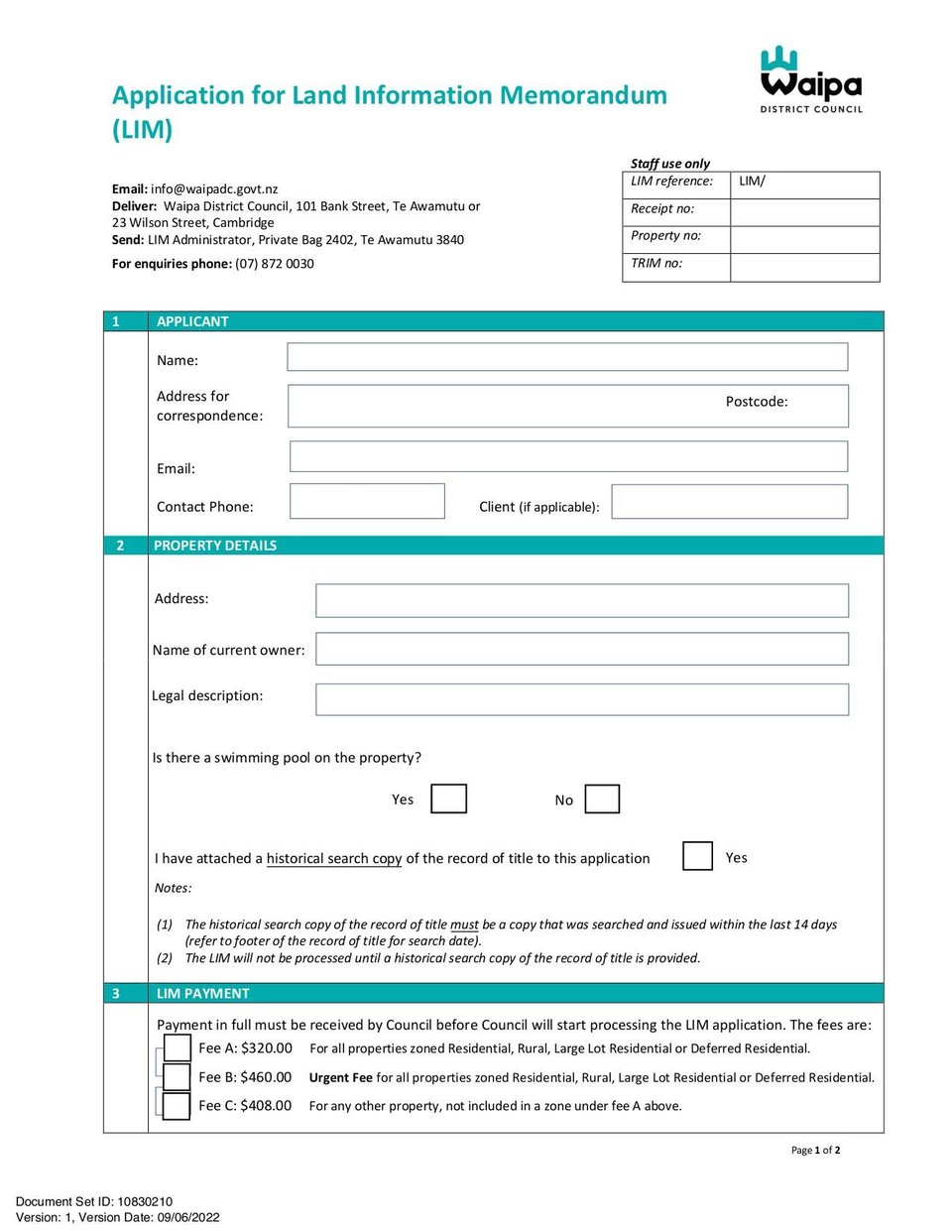 Application for Land Information Memorandum | Fill and sign online with ...