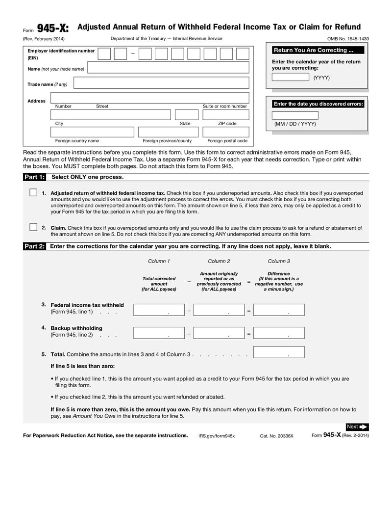 Form 945-X | Fill and sign online with Lumin