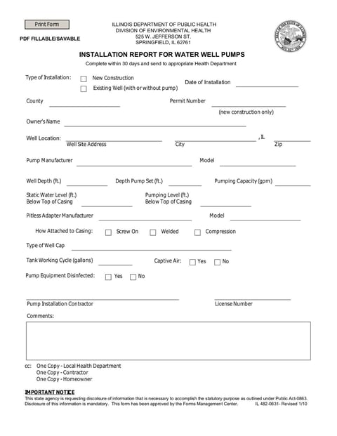 Installation Report for Water Well Pumps | Fill and sign online with Lumin