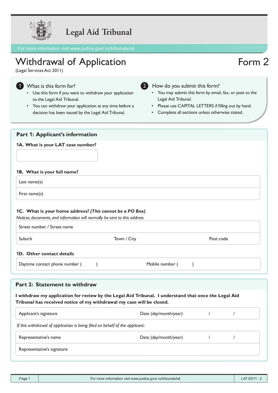 LAT Form 2 Withdrawal of Application | Fill and sign online with Lumin