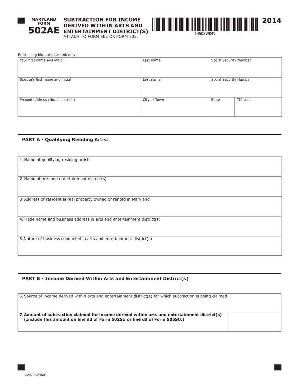 Maryland Form 502AE | Fill and sign online with Lumin
