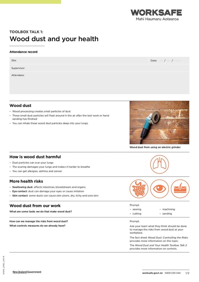 Toolbox Talk 1: Wood Dust and Your Health | Fill online wiith Lumin