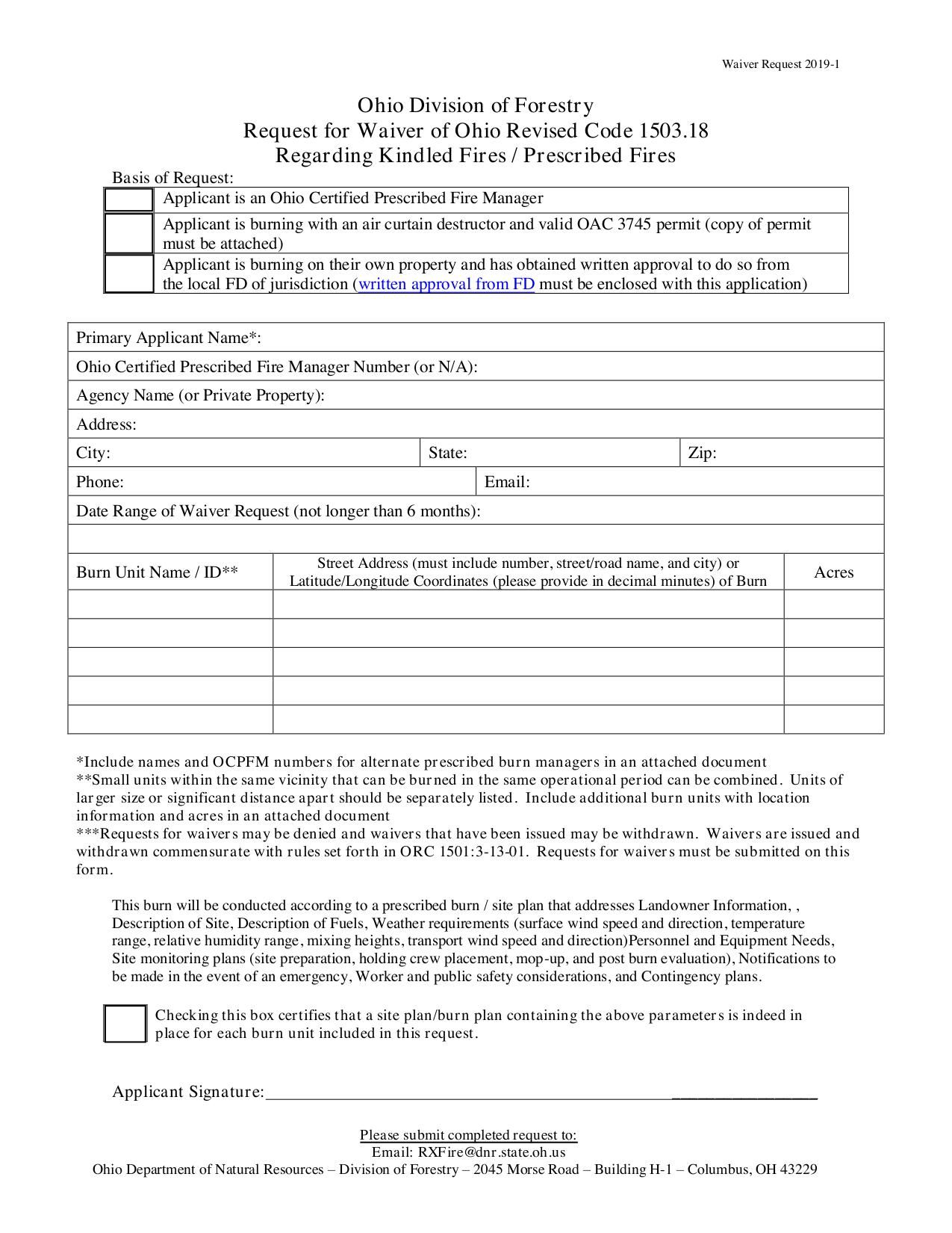 RX Fire Waiver Request Form | Fill and sign online with Lumin