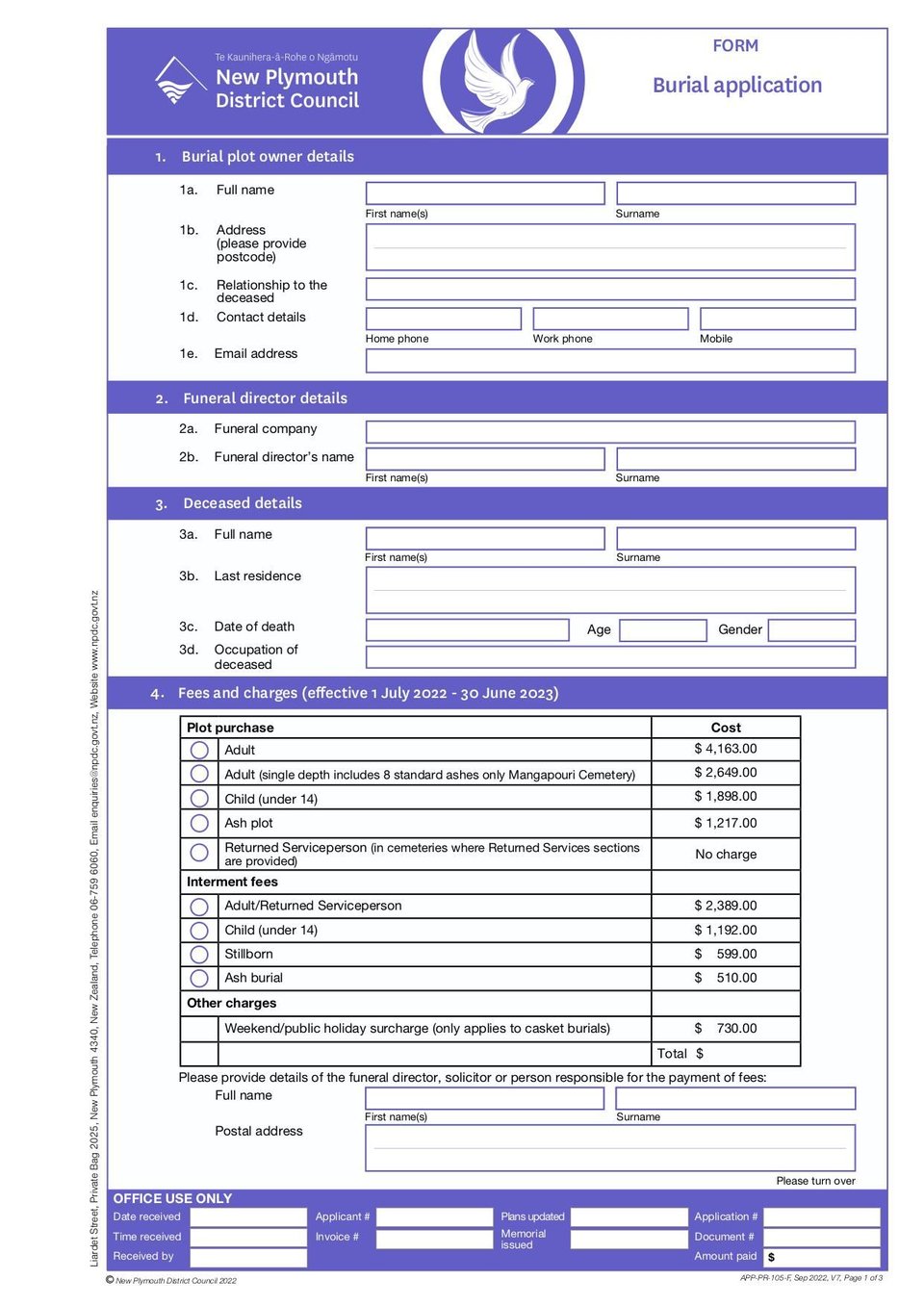 Form 105 Burial Application | Fill and sign online with Lumin