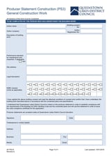 AF PS36 Producer Statement Construction PS3 General Construction Work ...