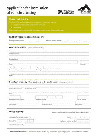 Application form for installation of vehicle crossing | Fill and sign ...
