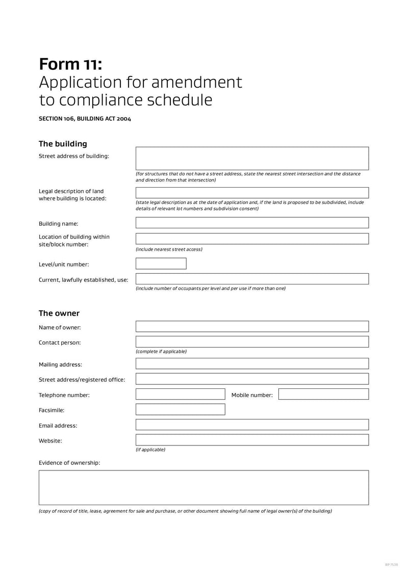 Amendment to Compliance Schedule Form 11 | Fill and sign online with Lumin