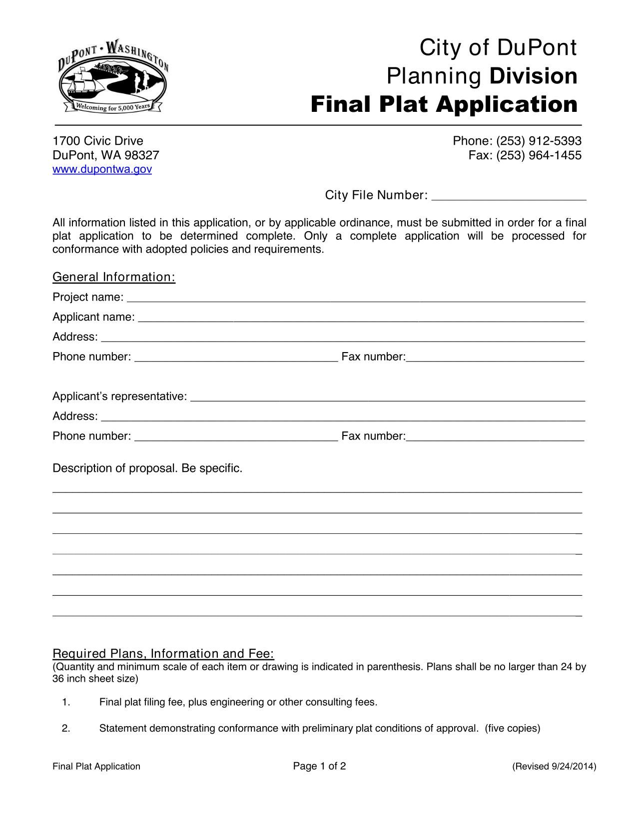 DuPont Final Plat Application | Fill and sign with Lumin
